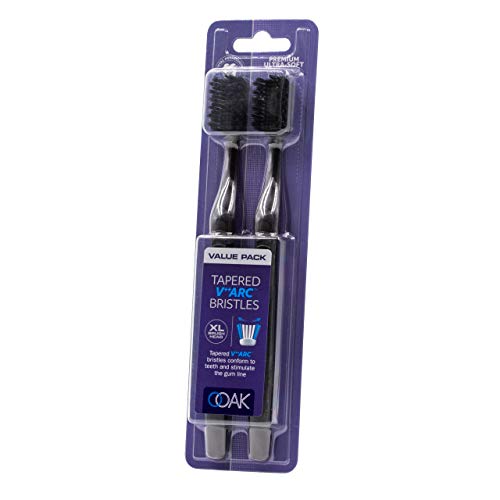 Ooak Toothbrush, Tapered V++Arc Bristles, XL Brush Head 2 Pack Black