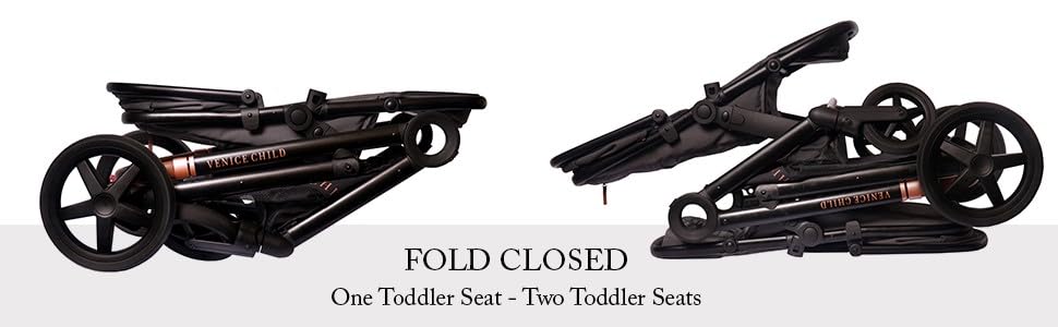Venice Child Maverick Tandem Travel System Single to Double Stroller- Includes 2 Toddler Seats (Package 3, Eclipse Black)
