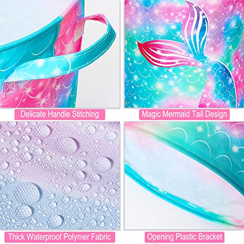 Beinou Mermaid Laundry Hamper 43.3L Waterproof Storage Basket Collapsible Toy Basket Canvas Organizer Basket with Handles for Kids Bedroom Baby Nursery Clothes