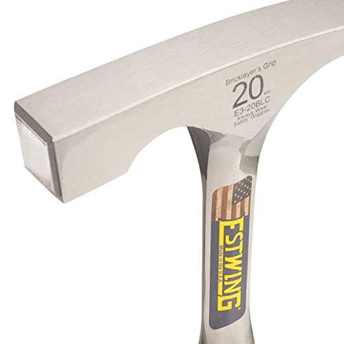 Estwing - E3β20BLC Bricklayer's/Mason's Hammer - 20 oz Masonary Tool with Forged Steel Construction & Shock Reduction Grip - E3-20BLC Silver