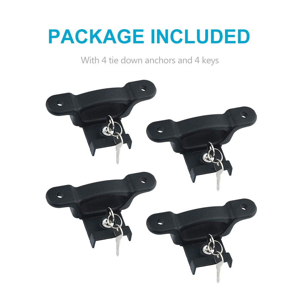 4 Pack Boxlink Tie Down Anchors for Ford F150 F250 F350 Raptor 2015-2021, Truck Bed Tie Downs,Stainless Steel Lock Assembly, for Ford Replace Accessories FL3Z-99000A64-B Bed Cleats Box Link Kit