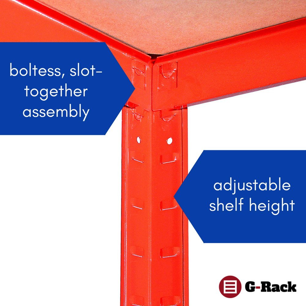 Garage Shelving Units - 71" H x 35" L x 24" W - Heavy Duty Racking - Shelves for Storage -1 Bay - Red - 5 Tier - 3000LB Capacity (600LB Per Shelf) - Workshop, Shed, Office - 5 Year Warranty