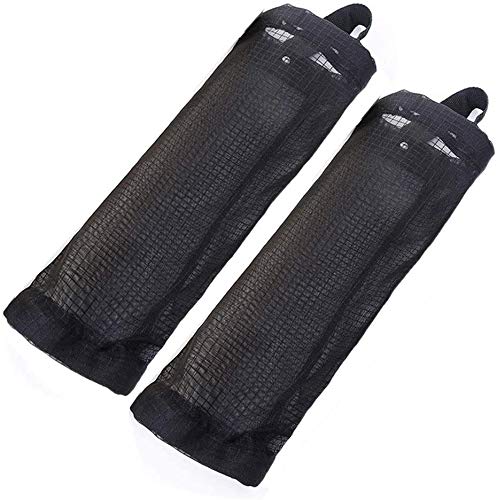 Plastic Bag Holder, Hanging Folding Mesh Garbage Bag for Home and Kitchen Plastic Bag Storage (Black 2 Pack)
