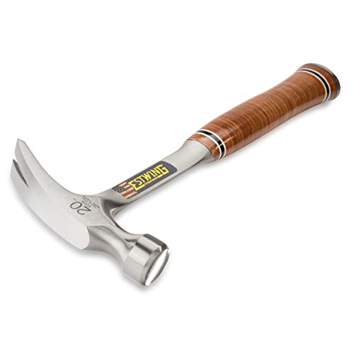 Estwing Hammer - 20 oz Straight Rip Claw with Smooth Face & Genuine Leather Grip - E20S