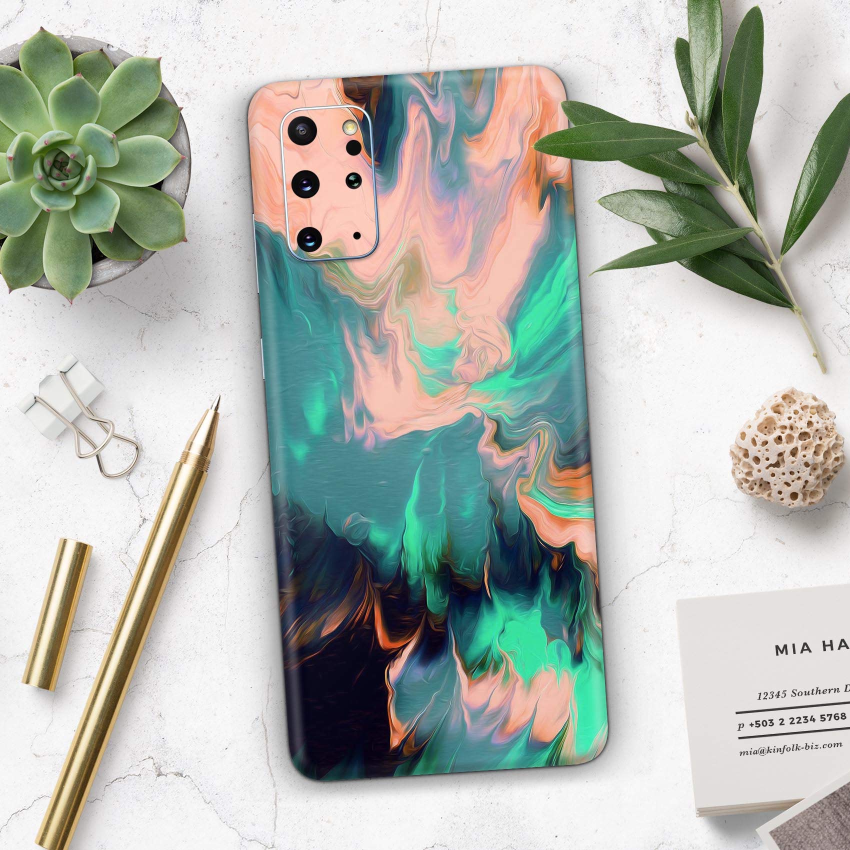 DesignSkinz Liquid Abstract Paint Remix V39 Protective Vinyl Decal Wrap Skin Cover Compatible with The Samsung Galaxy S20 (Screen Trim & Back Glass Skin)