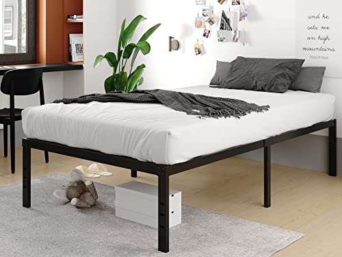 FSCHOS Bed-Frame-Twin, 16 Inch Metal Platform Twin-Size-Bed-Frame No Box Spring Needed, Heavy Duty Twin Size Bed Frame Easy Assembly, Noise Free, Black