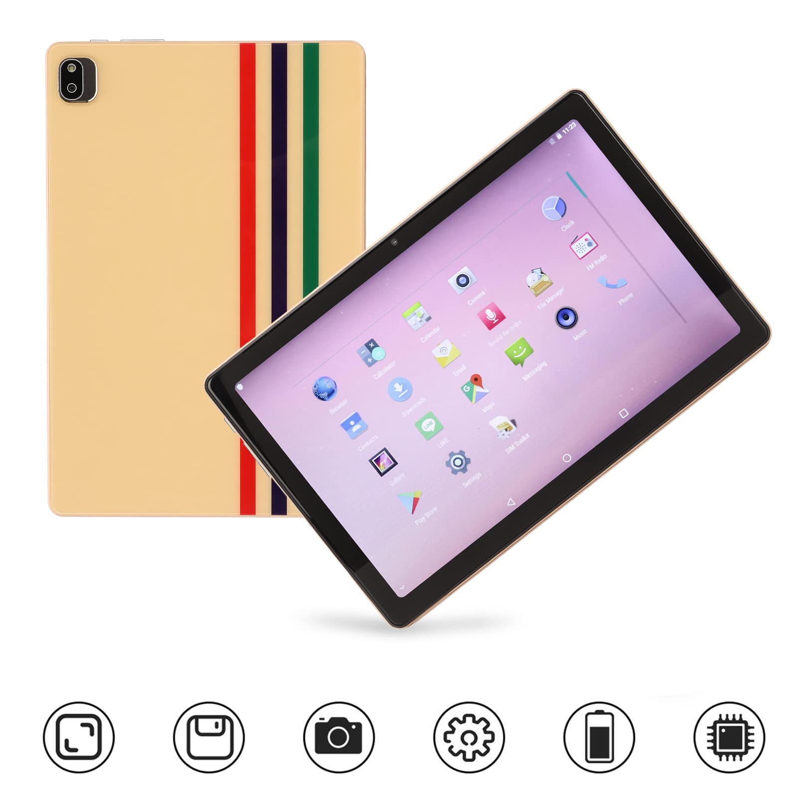 4G LTE Tablet, US Plug 100‑240V 5G WiFi Dual Card Slots Octa Core CPU Reading Tablet for Study (US Plug)