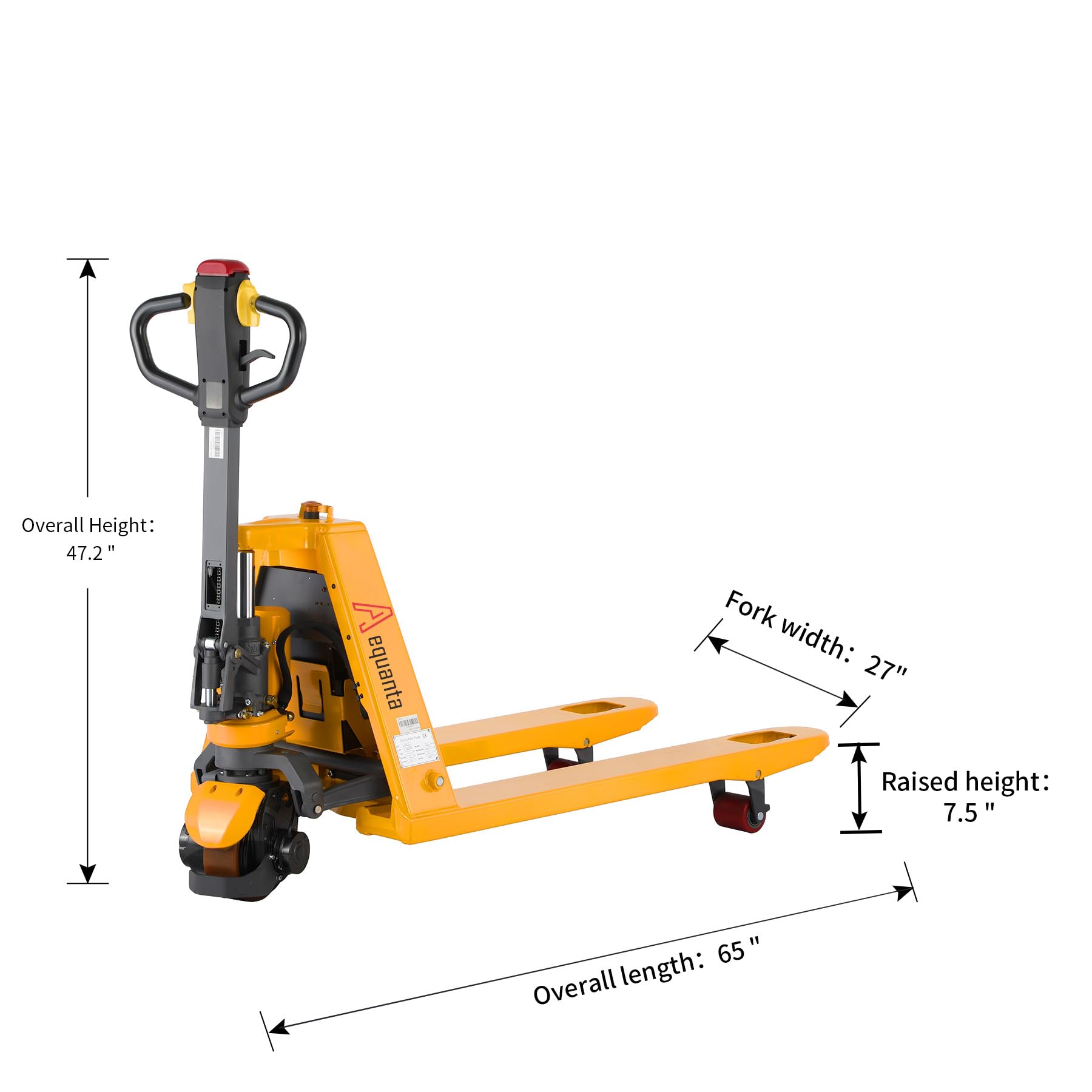Aequanta Economical Pallet Jack 3300lbs Capacity Electric Pallet Truck Lithium Battery Mini Type Jack 48''x27'' Fork