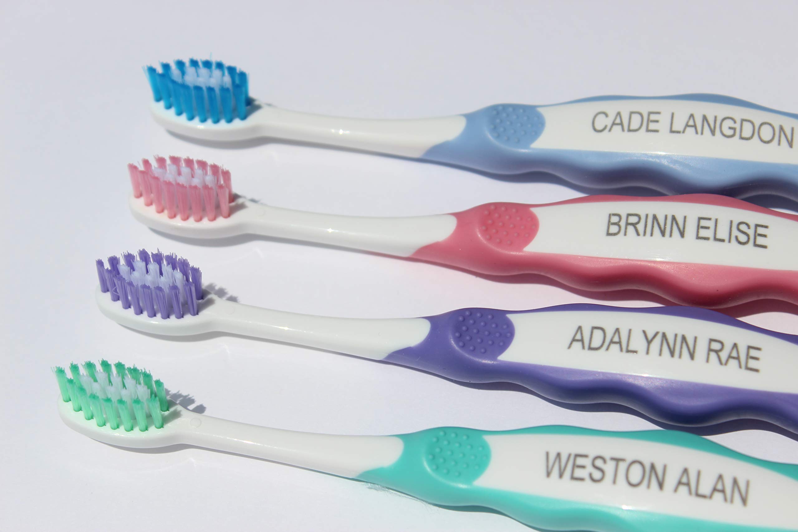 Personalized Kids Toothbrush Manual Toothbrush Age 2-6 4 Color Variety Pack Any Name/Message Engraved 4 Pack - Personalized Gift