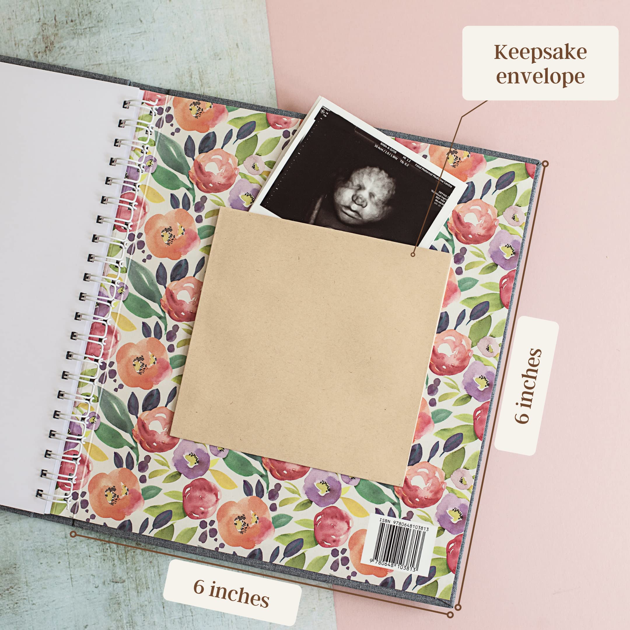 Peachly Baby Memory Book For Girls | First Year Baby Book Keepsake for Milestones | First Five Years Baby Girl Book | Baby Keepsake Book First Year Memory Book | Linen Botanica