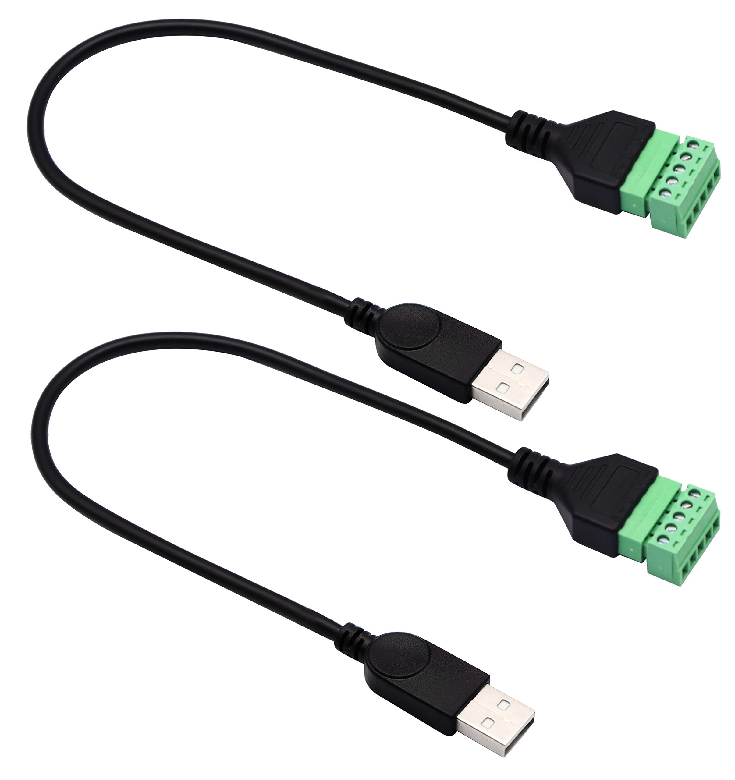 zdyCGTime USB 2.0 A Screw Terminal Block Connector Cable USB 2.0 A Male Plug to 5 Pin/Way Female Bolt Screw with Shield terminals Pluggable Type Adapter Connector Converter Cable(30CM/2Packs(Male)