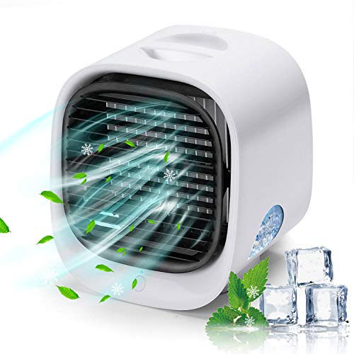 Sanjour Personal Air Cooler, Portable Mini Air Conditioner, 3 in 1 Coolers, Humidifier, Purifier with USB, 3 Speeds Desktop Cooling Fan for Office, Home, Dorm