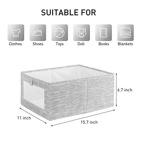 BAIYOUKE 2 Pack Storage Baskets, Foldable Organizing Basket Bin for Home, Nursery, Closet & Shelves Organization | Storage Basket Cube Shelf Organizer (Grey)