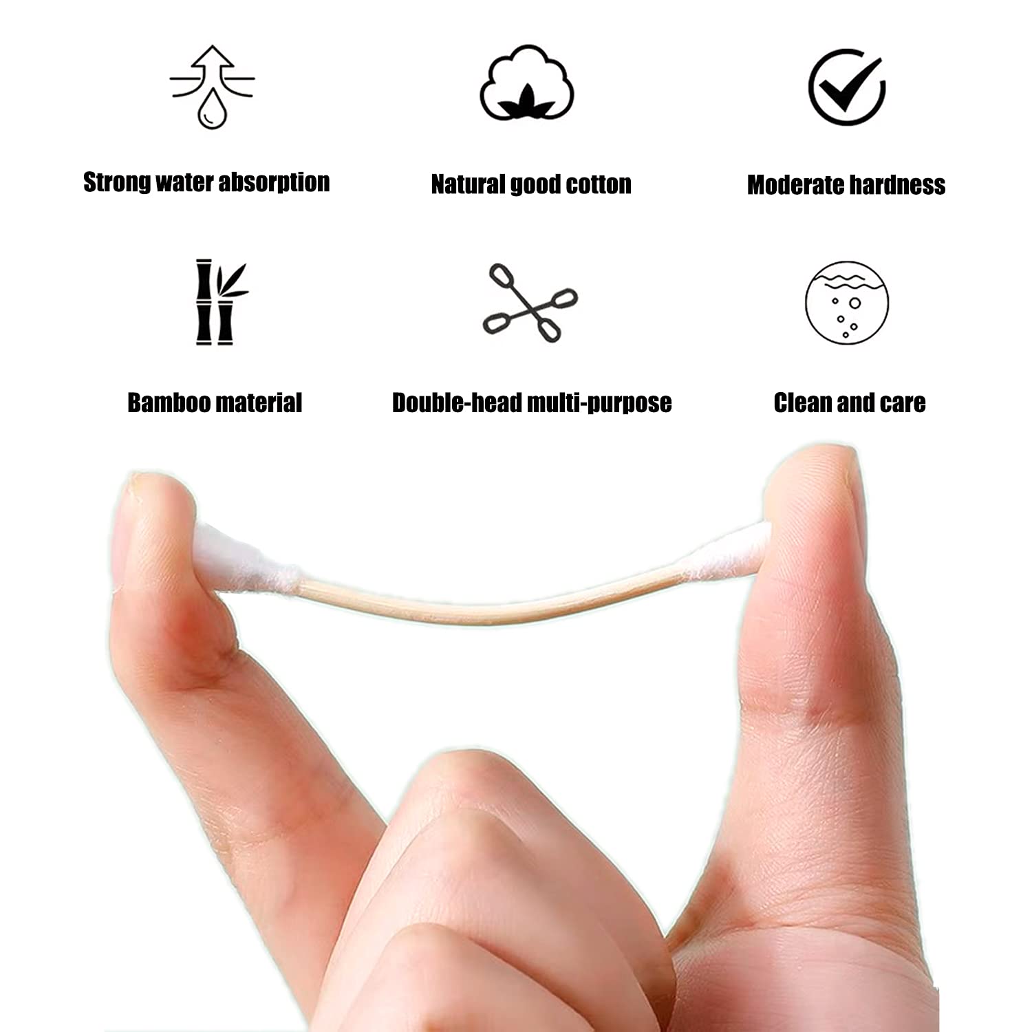 Thick Cotton Swabs,XL Size Natural Bamboo Cotton Buds,Organic Biodegradable, Large Double Tips Swabs, Extra Absorbent Cotton Swabs For Cleaning