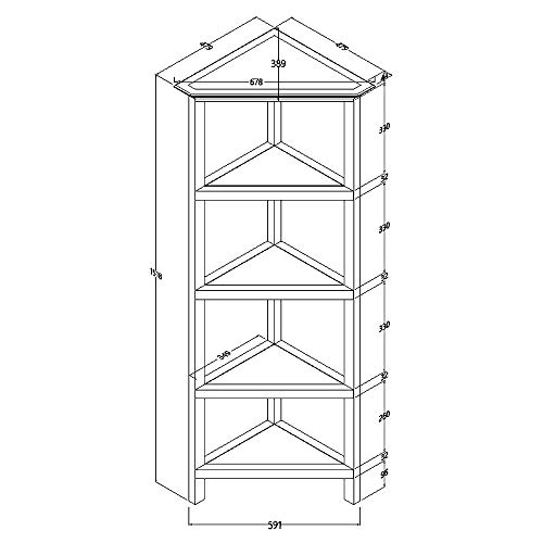 NewRidge Home Goods NewRidge Home Bookcase Bookshelf, Corner, WASHED GREY