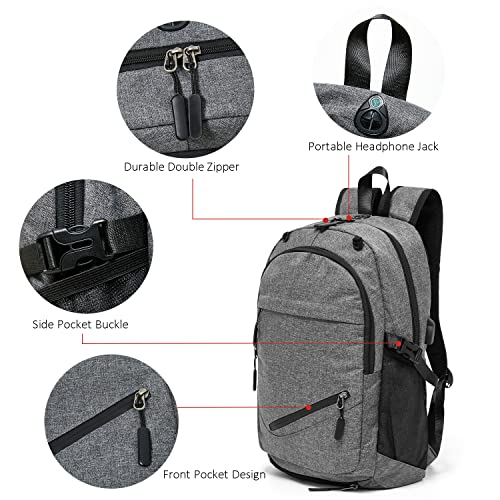 ALLinONE Basketball Backpack Bag for Laptop,Sports Soccer with Ball Compartment,Grey