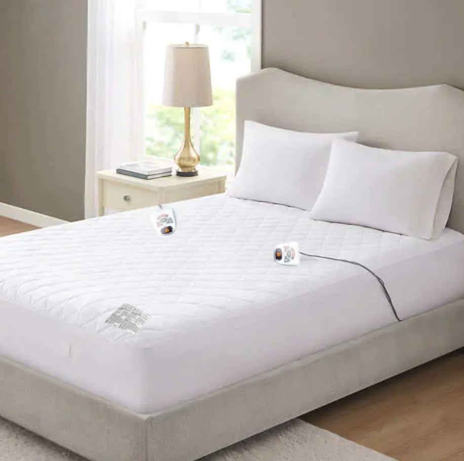 Home Reflections Quilted Heated Mattress Pad Includes 2 remotes, 10 Temperature presets, 10 Hour auto-Shut Off, Machine Washable (King)