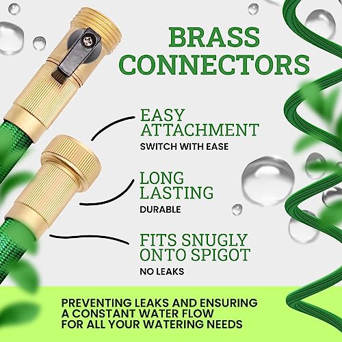 Garden Hose, Multi Purpose Garden Hoses with Hose Spray Nozzle for Watering, Sprinkling and Cleaning, Light Weight and Kink Resistant, Strong and Long Lasting, 50 Ft