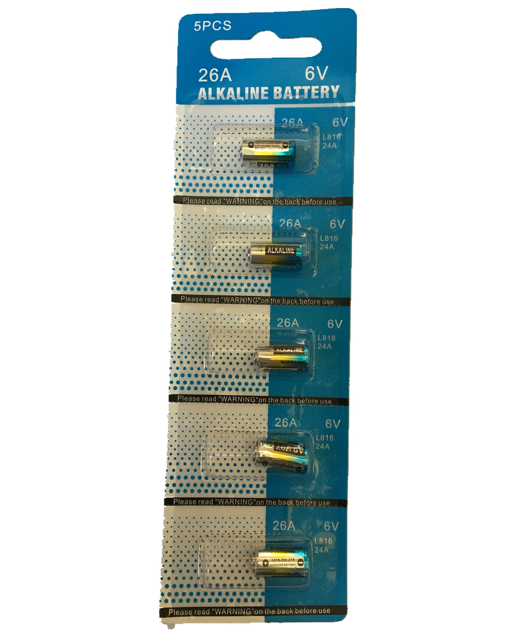 Hillflower 5 Piece 26A A26 L816 26 Card 0% Mercury 0% Hg 6V Alkaline Premium Battery