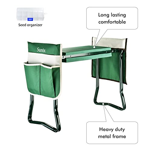 Garden Kneeler And Seat With 2 Bonus Tool Pouches - Portable Garden Bench EVA Foam Pad With Kneeling Pad for Gardening - Sturdy, Lightweight And Practical - Protect Knees And Clothes When Gardening