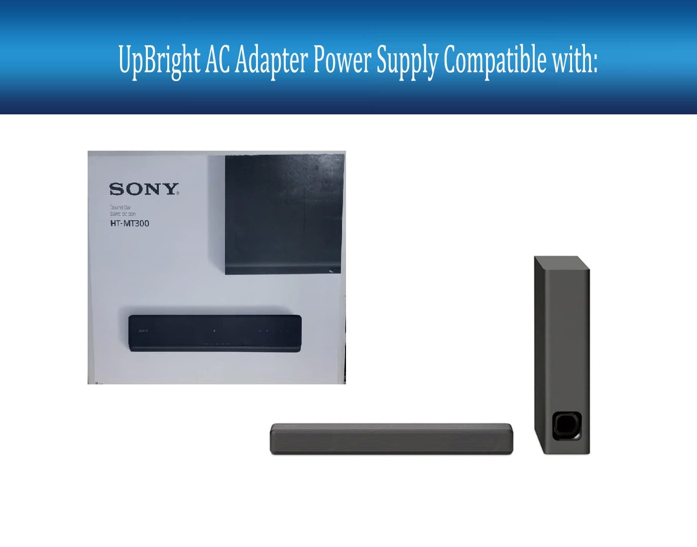 UpBright 19.5V AC/DC Adapter Compatible with Sony HT-MT300 HT-MT300/W HT-MT300/B HT-MT500 MT500 2.1 Channel Compact Soundbar SA-MT300 SAMT300 Active Speaker System Power Supply Cord Battery Charger