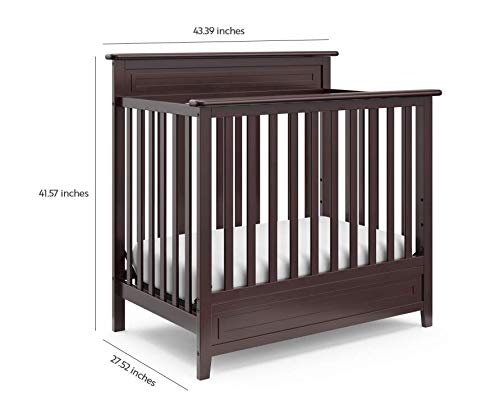 Storkcraft Petal 5-in-1 Convertible Mini Crib with Mattress, Espresso