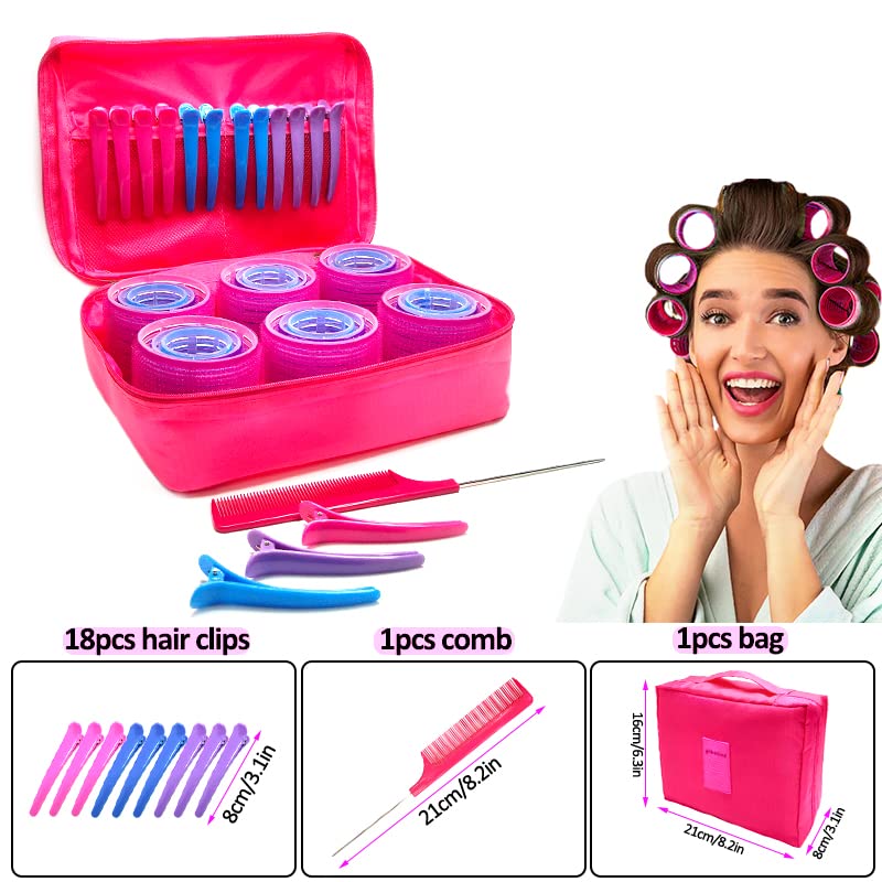 38 Pcs Self-Grip Rollers Set for Blowout Curls - Large and Medium Sizes for Women and Girls
