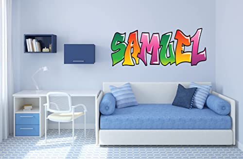 CuteDecals Graffiti Custom Name Wall Decal - Personalized Graffiti Name Art Decal - Unisex Wall Decor - Wall Decal for Nursery Bedroom Decoration (Mini Wide 15''x4'' Height)