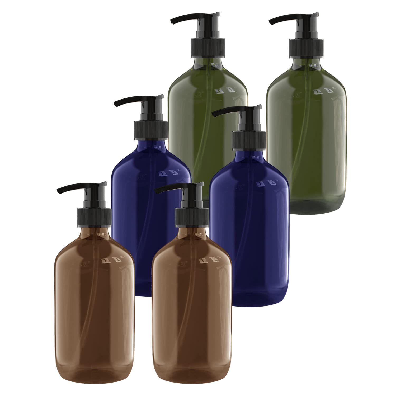 6 PCS 10 OZ Pump Bottle Plastic Pump Lotion Dispenser Empty Bottle for Shampoo Lotion Body Wash, Mixed Colours