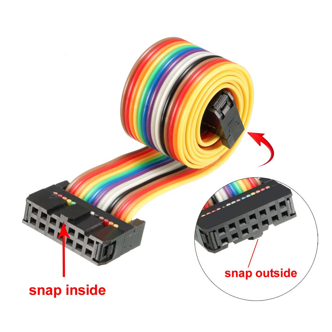 uxcell IDC Rainbow Wire Flat Ribbon Cable 14 Pins 43cm Length 2.54mm Pitch Type-A