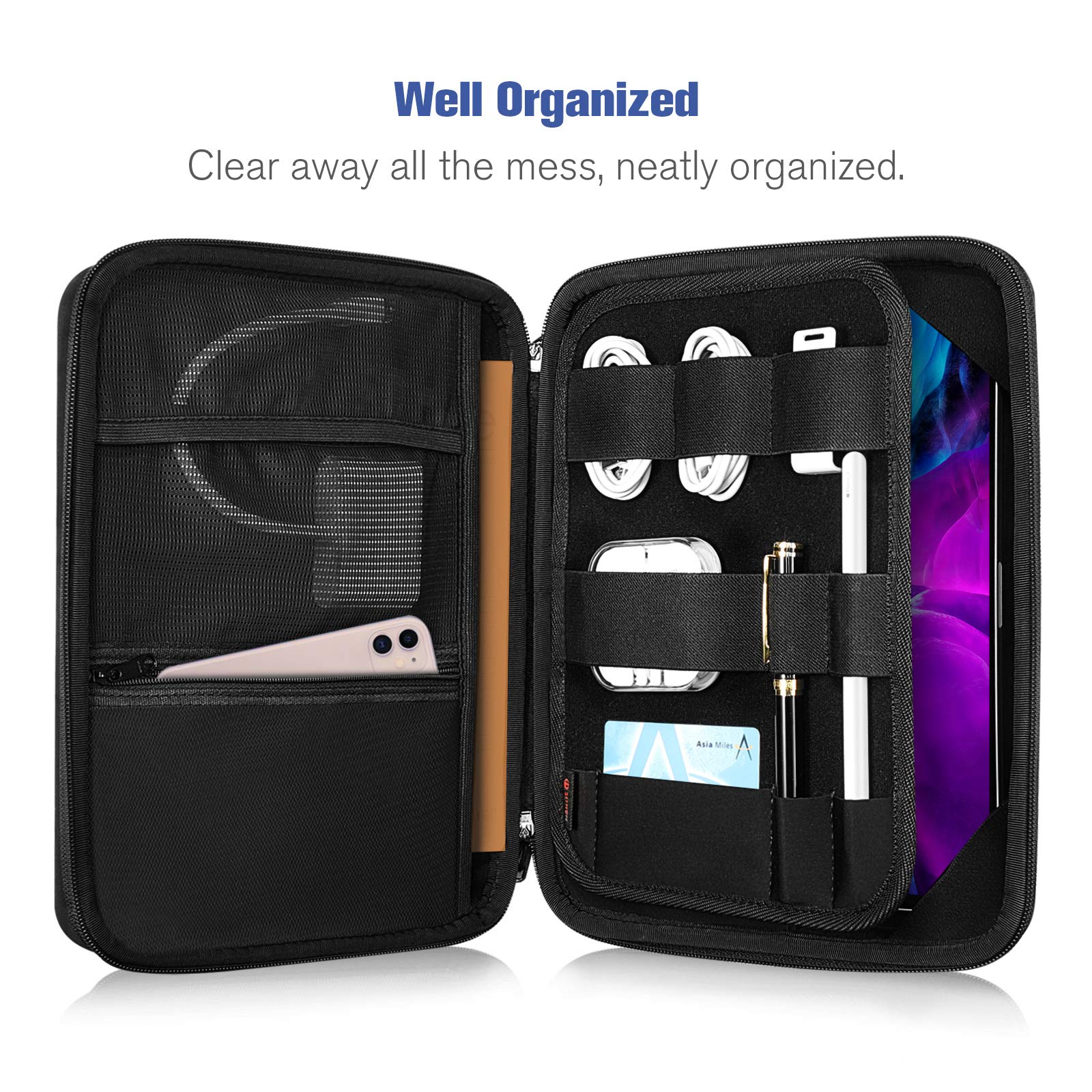 SITHON 11 Inch Portfolio Sleeve Case for 11-inch iPad Pro M4 & iPad Air M2 2024, 11-inch iPad Pro M2, 10.9"/10.2" iPad 10/9th Gen, 10.9" iPad Air 5/4th, Shock Absorption Tablet Carrying Organizer