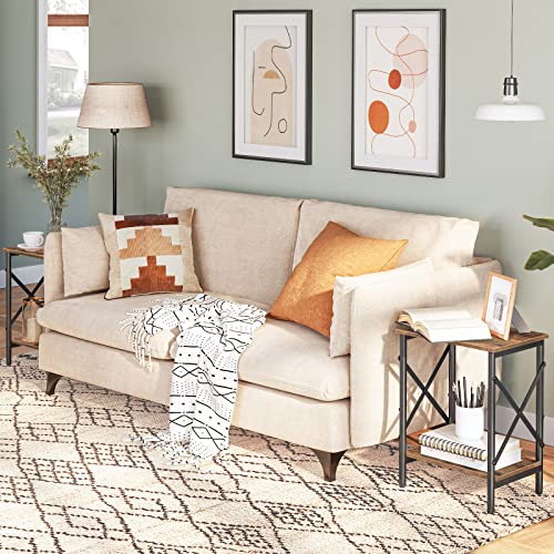 ALLOSWELL Nightstands Set of 2, End Tables with Storage Shelf, Bedside Tables X-Shaped Design, Side Tables for Living Room, Bedroom, 14.6 x 10.6 x 19.9 Inches, Easy Assembly, Rustic Brown ETHR2801S2
