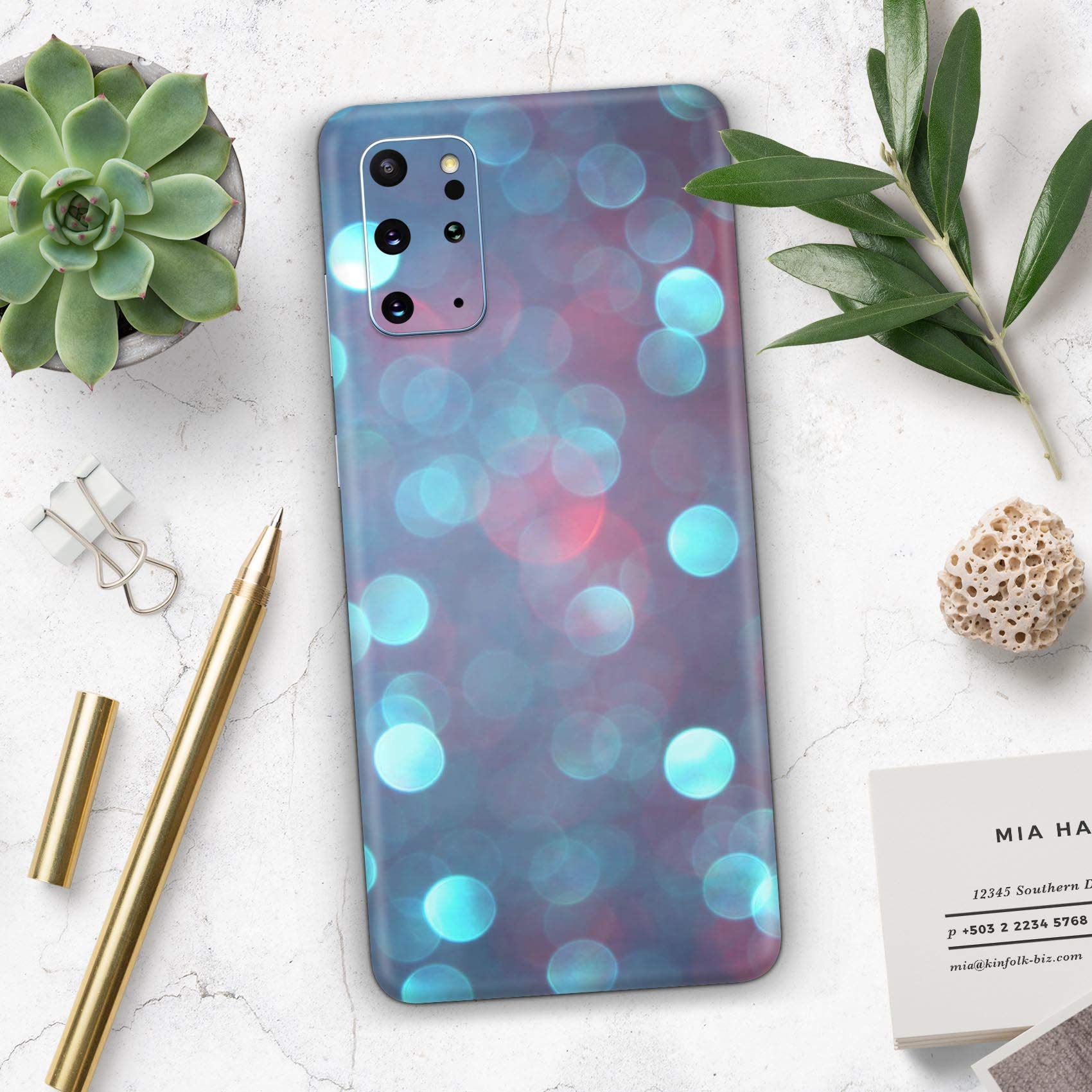 DesignSkinz Unfocused Blue and Red Orbs Protective Vinyl Decal Wrap Skin Cover Compatible with The Samsung Galaxy S20 (Screen Trim & Back Glass Skin)