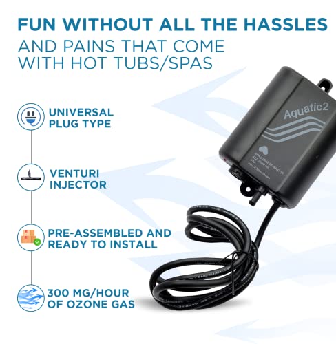 Aquatic 2 Spa, Hot Tub Ozone Generator 300 mg/h, Spa Skin Care, Ozonator, Irritant Reducer, for Water Sanitation