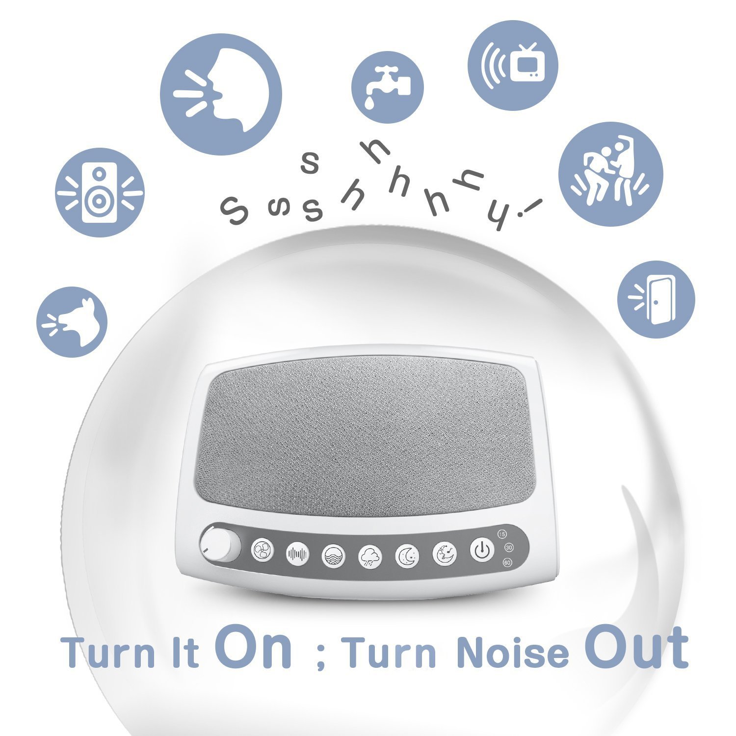 Dreamegg Sound Machine, 6 Relaxing Sounds Including Fan, White Noise, Ocean, Rain, Summer Night and Lullaby, Built in Timer