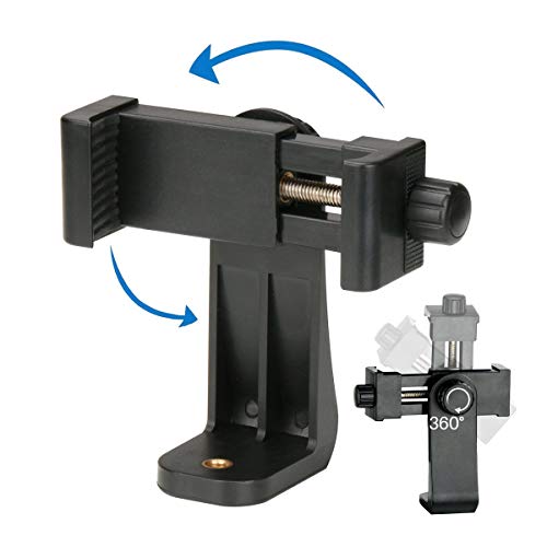 ORIbox Phone Tripod Stand Adapter Cell Phone Holder Mount Adapter, Fits iPhone, Samsung, and All Phones, Rotates Vertical and Horizontal, Adjustable Clamp