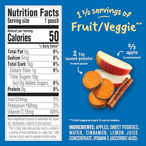 Gerber Baby Food Pouches, Toddler 12+ Months, Apple Sweet Potato, 3.5 Ounce (Pack of 12)