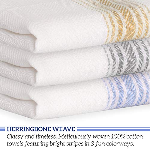 GREEN LIFESTYLE 12 Pack Kitchen Towels 15x25-100% Natural Cotton Dish Cloths, Reusable Cleaning Rags, Super Absorbent, Machine Washable Kitchen Towel Set