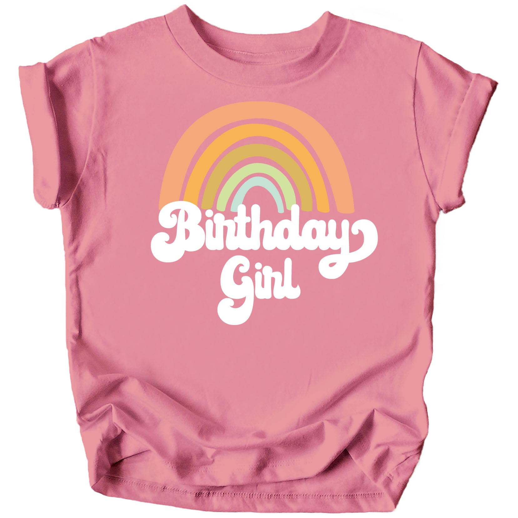Retro Rainbow Birthday Girl Colorful Shirts for Baby and Toddler Girls Birthday Outfits Mavue Shirt Medium