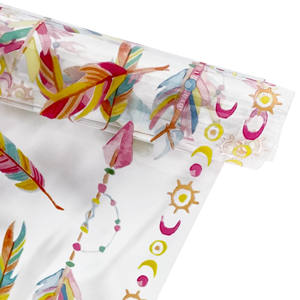 ONEART | Colorful Plant Transparent TPU Vinyl Roll, 12"×54" Multi Color Clear Vinyl Fabric for Appliques DIY Projects