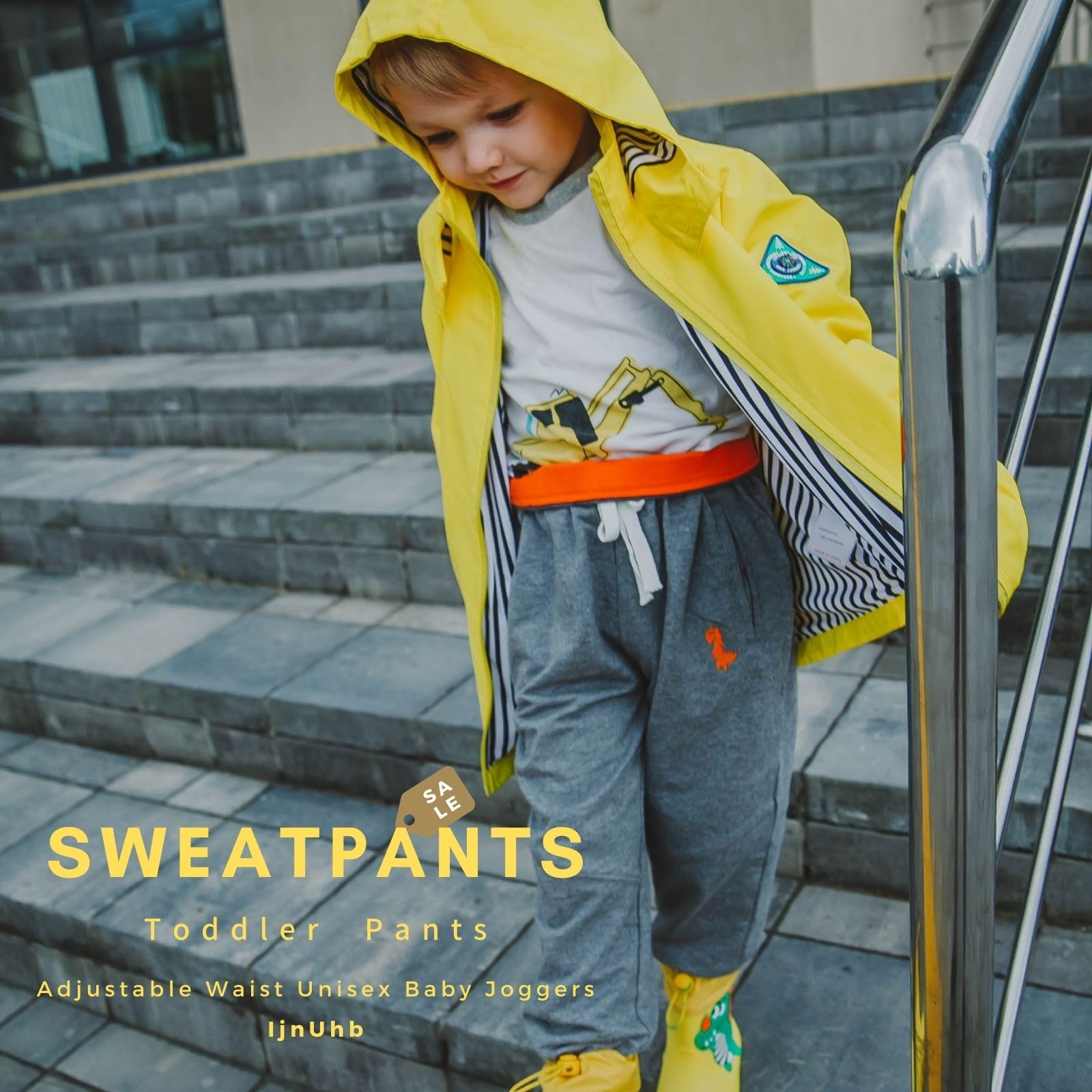IjnUhb baby boy's,Girls 2-Pack Pants, Toddler Cotton Pull on Jogger, Kids Dinosaur Drawstring Elastic Sweatpants(Light Dark 4T)