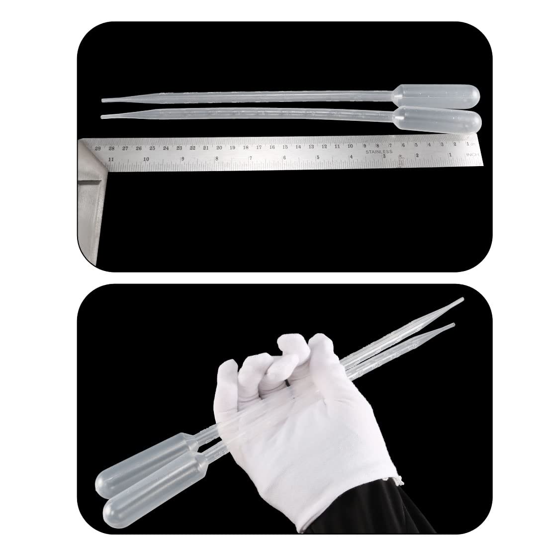 uxcell 20 Pcs Plastic Disposable Pipettes 10ml, Clear Graduated Transfer Pipettes, 295mm Length, Liquid Dropper for Lab