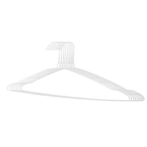FixtureDisplays® Metal Wire Cloth Hanger Coat Hanger White Vinyl Coated Drip Dry Hanger 10 Pack 16X8 100701
