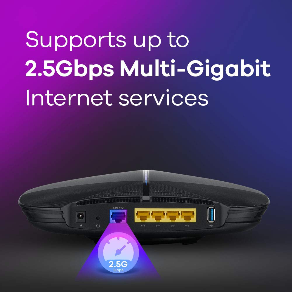 Zyxel Armor G1 Multi-Gigabit AC2600 WiFi Router - Large Home Coverage. 1 x 2.5Gbps WAN Port, 4 x