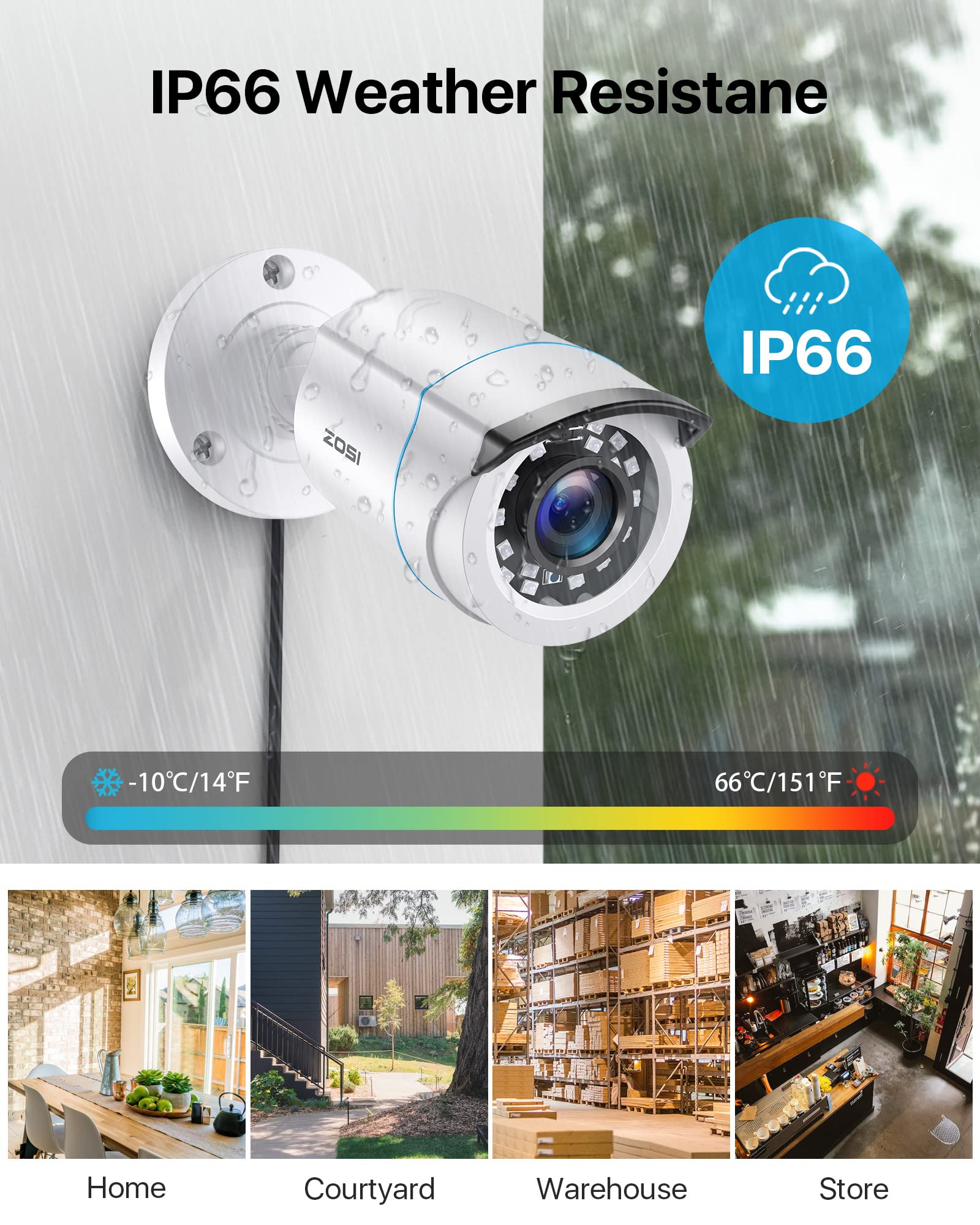 ZOSI H.265+ 16CH Security Camera System with AI Human Vehicle Detection, 16CH DVR with 4TB HDD for 7/24 record, 16 x 1080p CCTV Camera Outdoor Indoor with 80ft Night Vision°Wide Angle, 90°Wide Angle