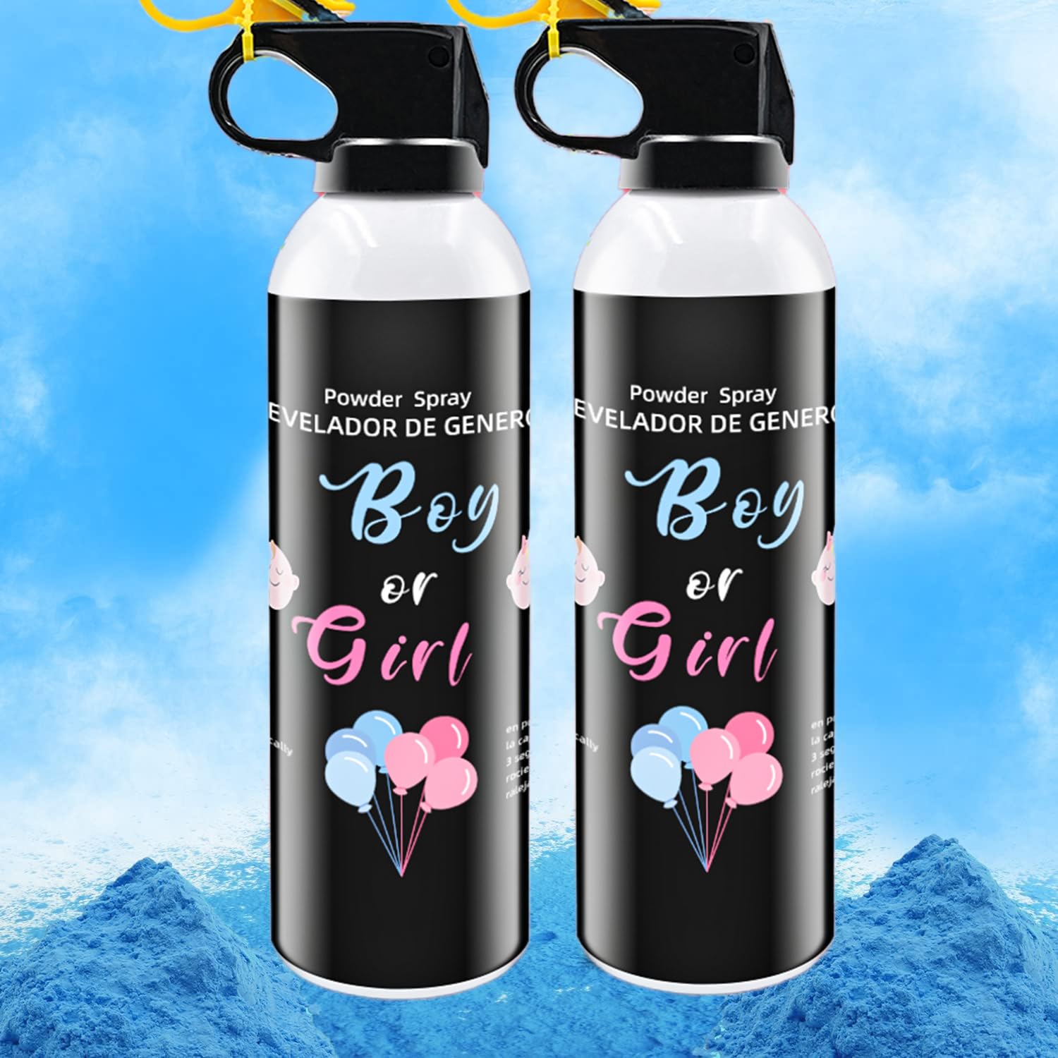 Gender Reveal Fire Extinguisher Powder 2 Blue Safe Tissue Powder for Boy or Girl Baby 100% Biodegradable Reveal Party Decorations Smoke Reveal Powder, Ideal for Gender Reveal Party Supplies