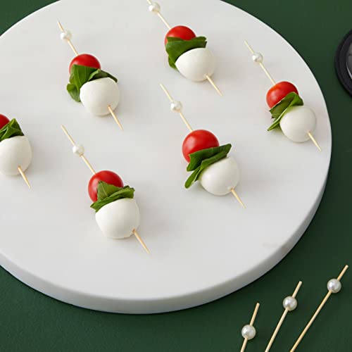 White Pearl Cocktail Picks, Bamboo Toothpicks (4.7 In, 150 Pack)