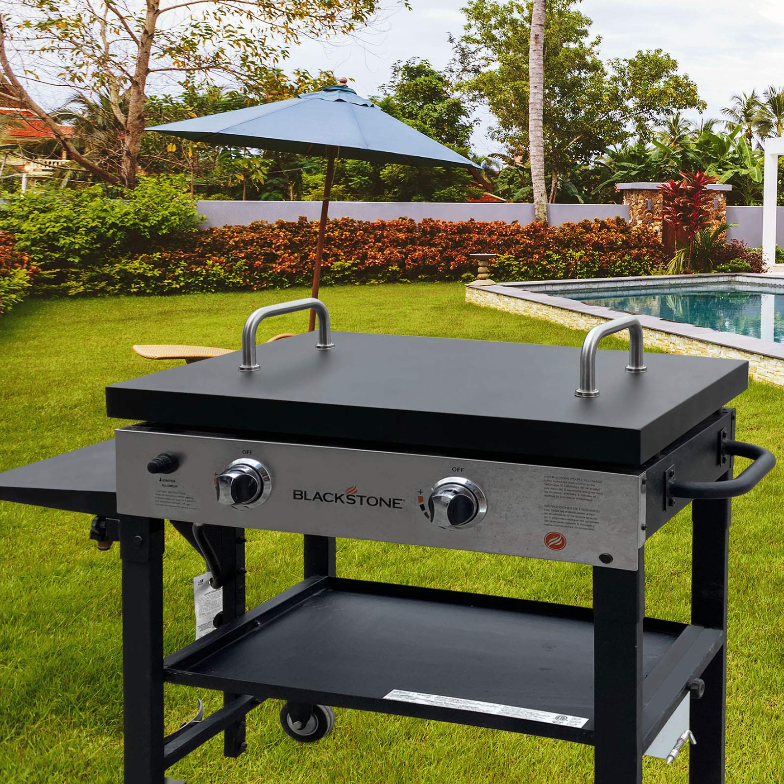 5003 Hard Top Lid Cover with Handle for Blackstone 28β Outdoor Griddle, Hard Cover for Blackstone 28 inch Front or Rear Grease Model, Black