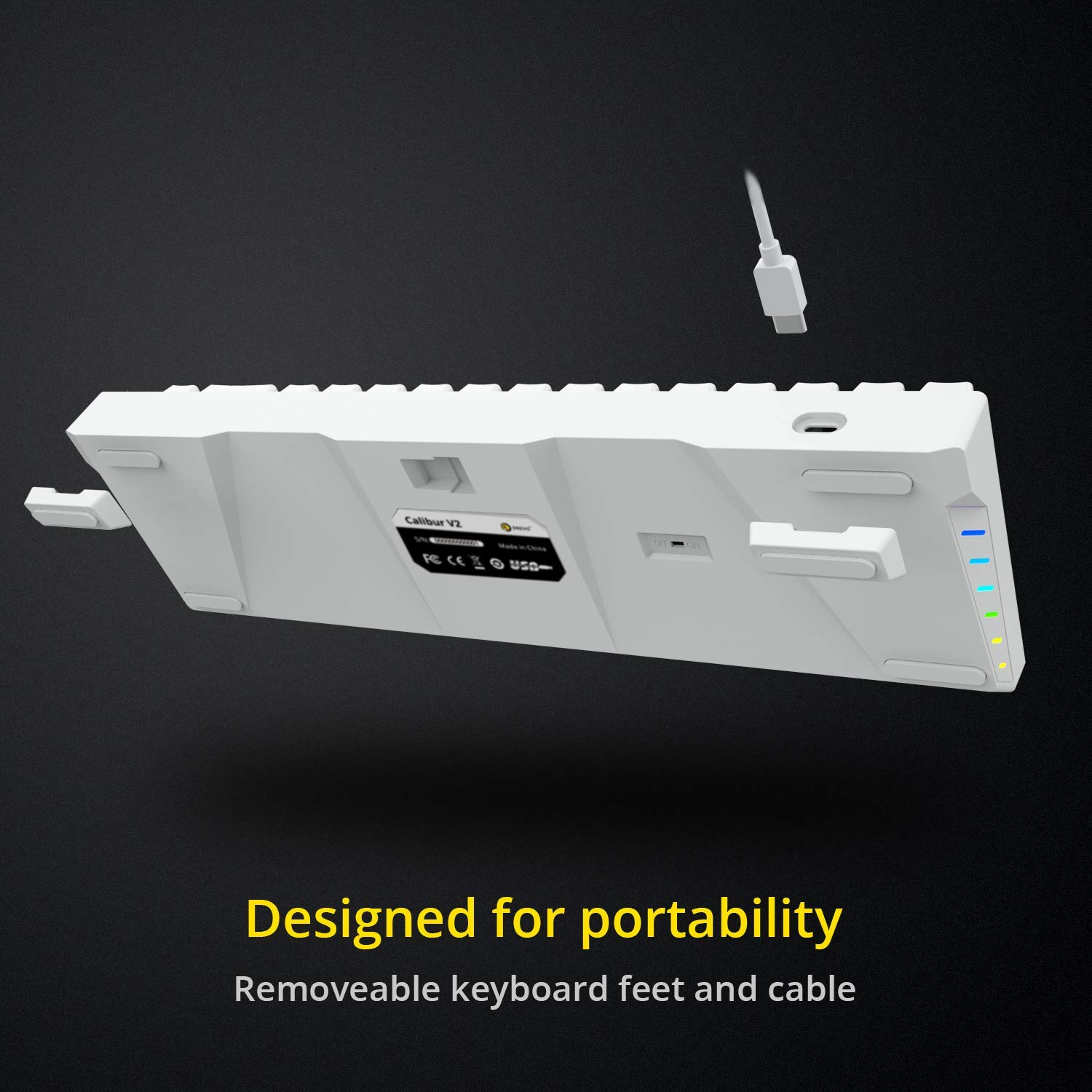 DREVO Calibur V2 TE Cherry MX Blue RGB 60% Wired Mechanical Gaming Keyboard Work for PC/Mac, 71-Key Small Compact US Layout White