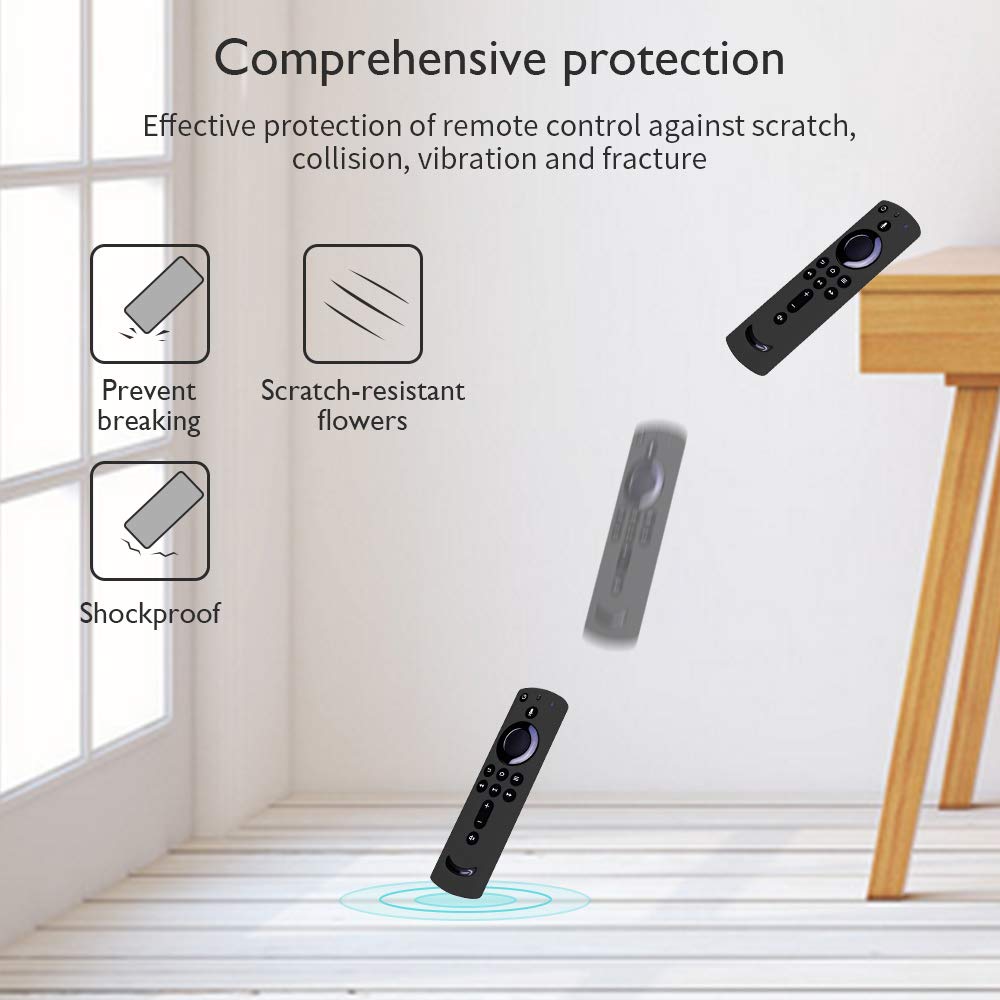 4 Pack Remote Cover for Fire TV Stick 4K, Silicone Remote case Compatible with Fire TV Cube/Fire TV(3rd Gen)/All-New 2nd Gen Alexa Voice Remote Control, Lightweight Anti-Slip Shockproof